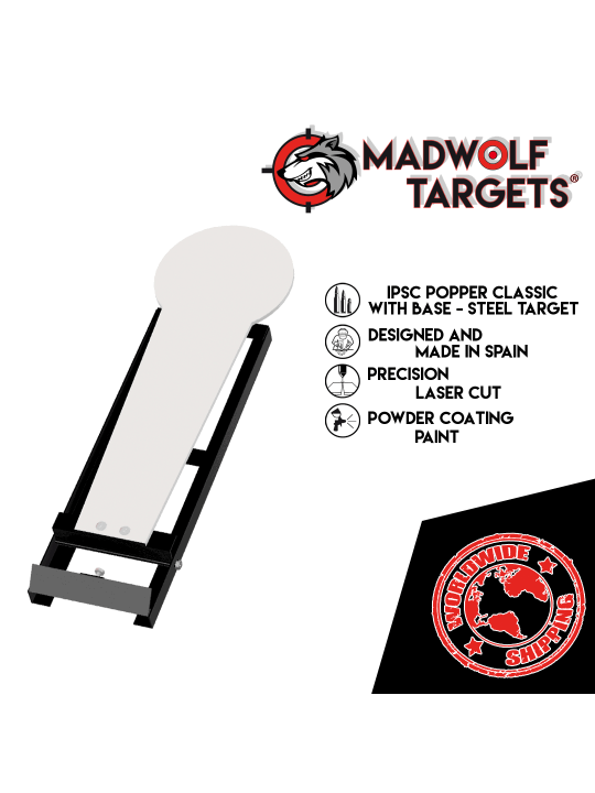 Steel Target - Popper Classic IPSC - (with base) - Madwolf Targets
