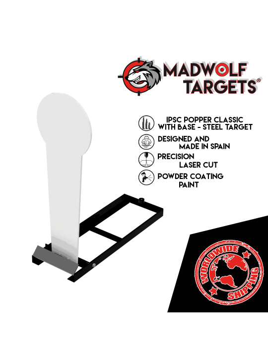 Steel Target - Popper Classic IPSC - (with base) - Madwolf Targets