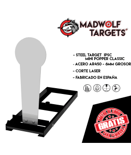 Steel Target - Mini Popper Classic IPSC - (con base) - Madwolf Targets